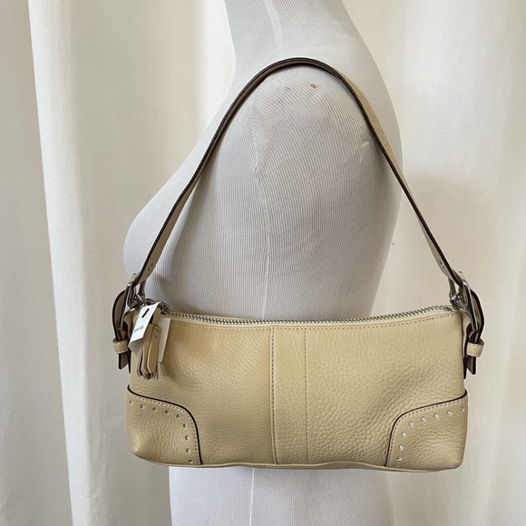 Coach | Bags | Coach Hamilton Beige Pebbled Leather Shoulder Bag | Poshmark